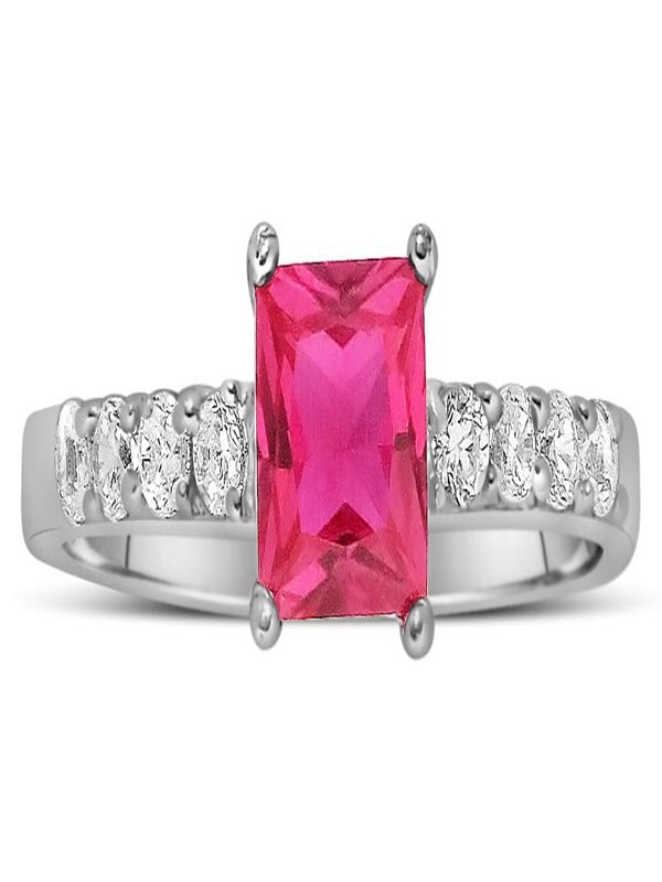 JeenJewels - 1.25 Carat Ruby and Diamond Wedding Ring Set in White Gold ...