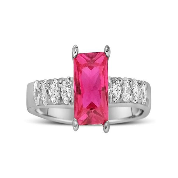 1.25 Carat Ruby and Diamond Wedding Ring Set in White Gold - Walmart.com