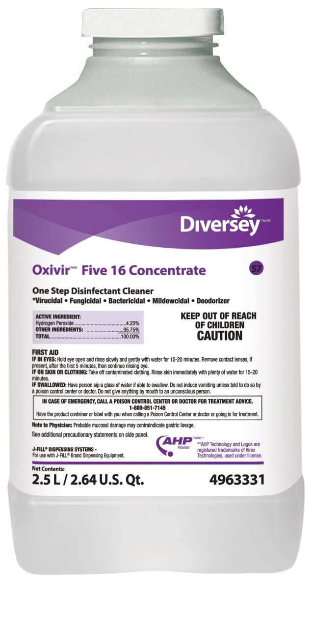 Diversey Oxivir Five 16 Surface Disinfectant Cleaner Liquid Concentrate ...