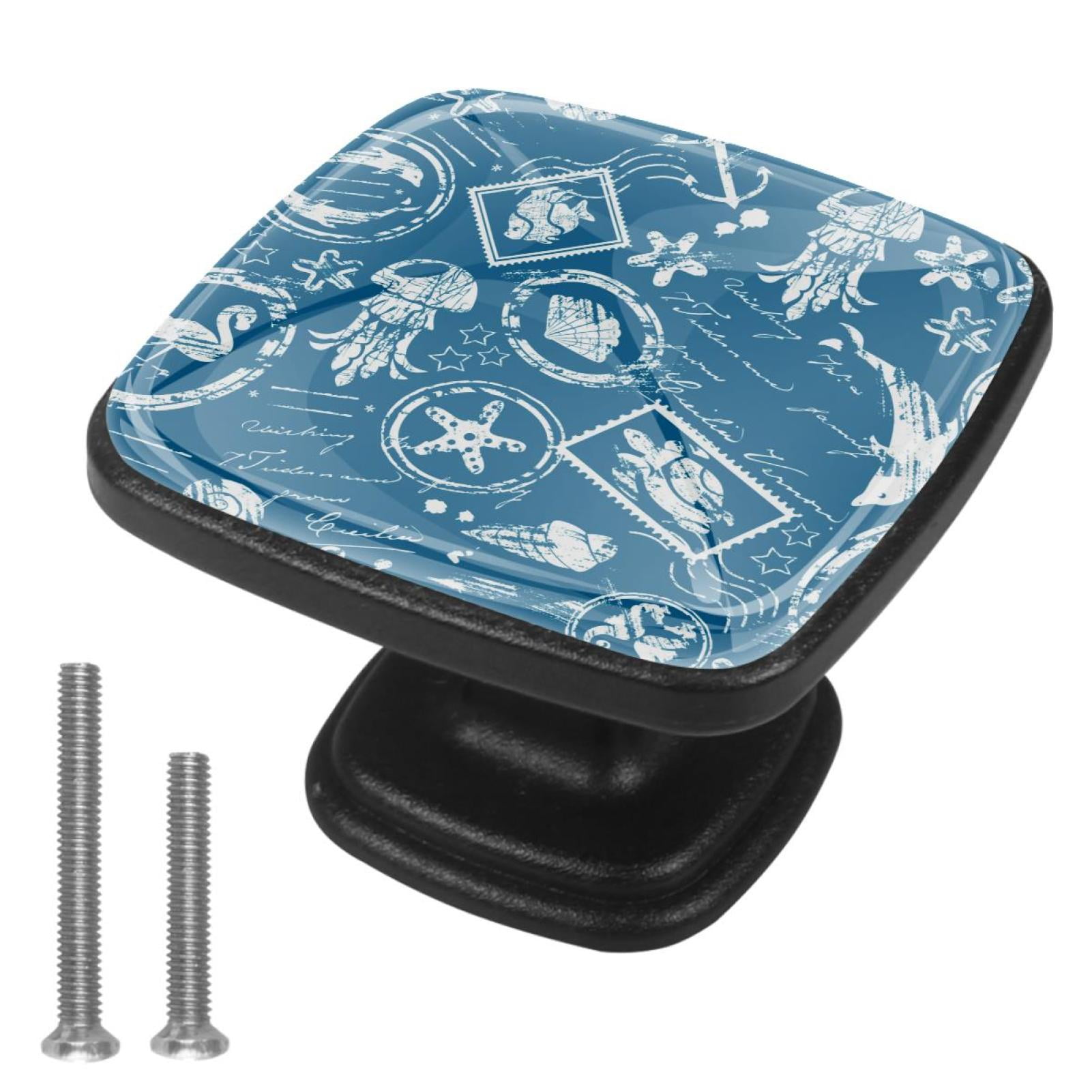 4 Pcs Cabinet Handle Drawer Pulls Cartoon Marine Life Knobs with Screws ...