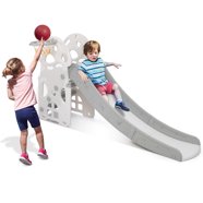 Gymax 2-Step Children Castle Slide Basketball Hoop and Telescope Toy ...