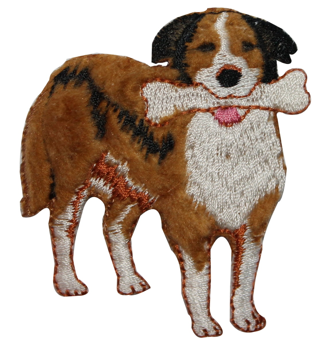 ID 3616 Fluffy Dog With Bone Patch Furry Pet Canine Embroidered Iron On ...