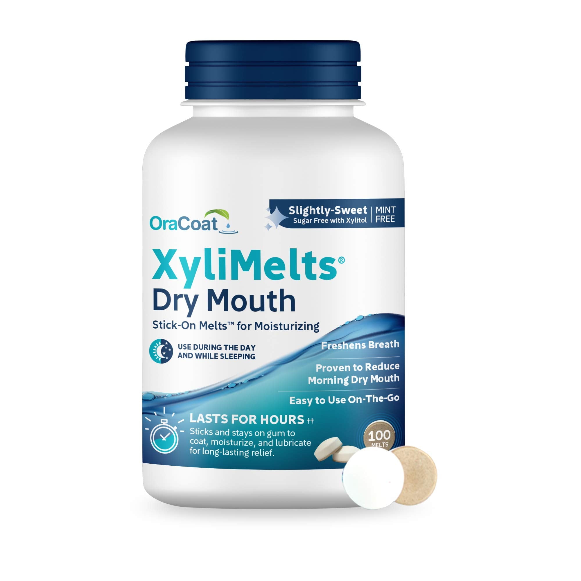 OraCoat XyliMelts Dry Mouth Relief Oral Adhering Discs Slightly Sweet ...