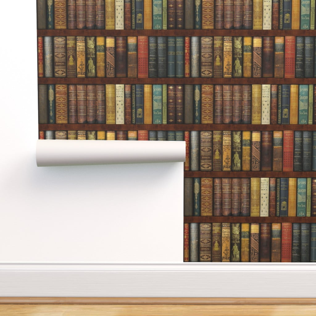 Bookshelf With Books Wallpaper
