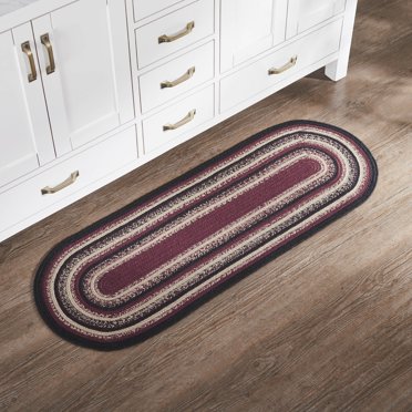 VHC Brands Cider Mill Primitive Jute Accent Rug Striped Oval Floor ...