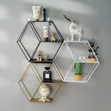 WHAMVOX Golden Hexagon Design Wall Mount Storage Rack for Home ...