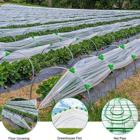Pack of 24 Greenhouse Clamps Plastic Row Cover Netting Tunnel Film Hoop ...