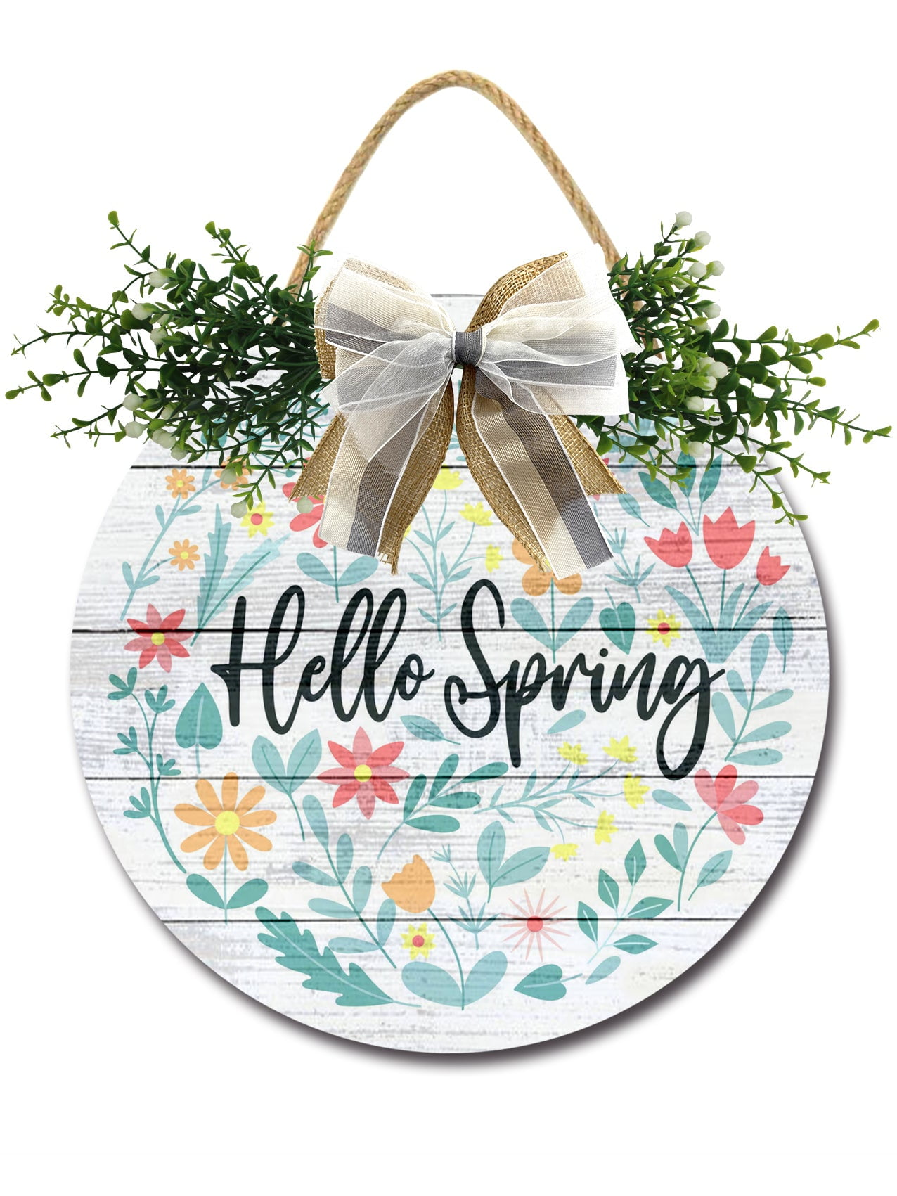 Hello Spring Front Door Sign Funny Wreaths Hanging Wooden Plaque ...