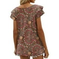 Mengpipi Womens V Neck Double Ruffle Short Sleeve Tops Casual Summer