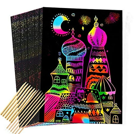 IRuiYinGo Scratch Paper Art Set for Kids - 64Pcs Magic Scratch Off Art ...