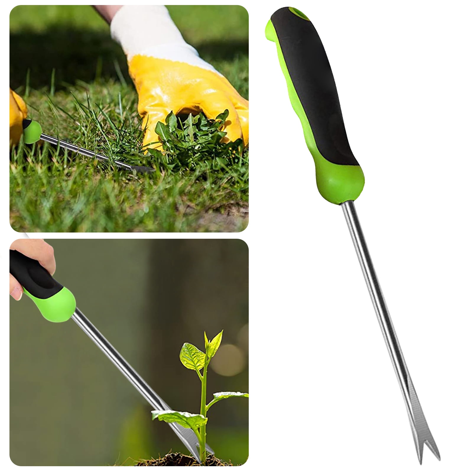 Uehgn Ergonomic Handle Weed Pulling Tool Stainless Steel V-shaped Head ...