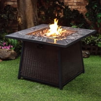 Deko Living 20lbs Propane Fire Pit Table, Wicker Patio Outdoor Dining ...