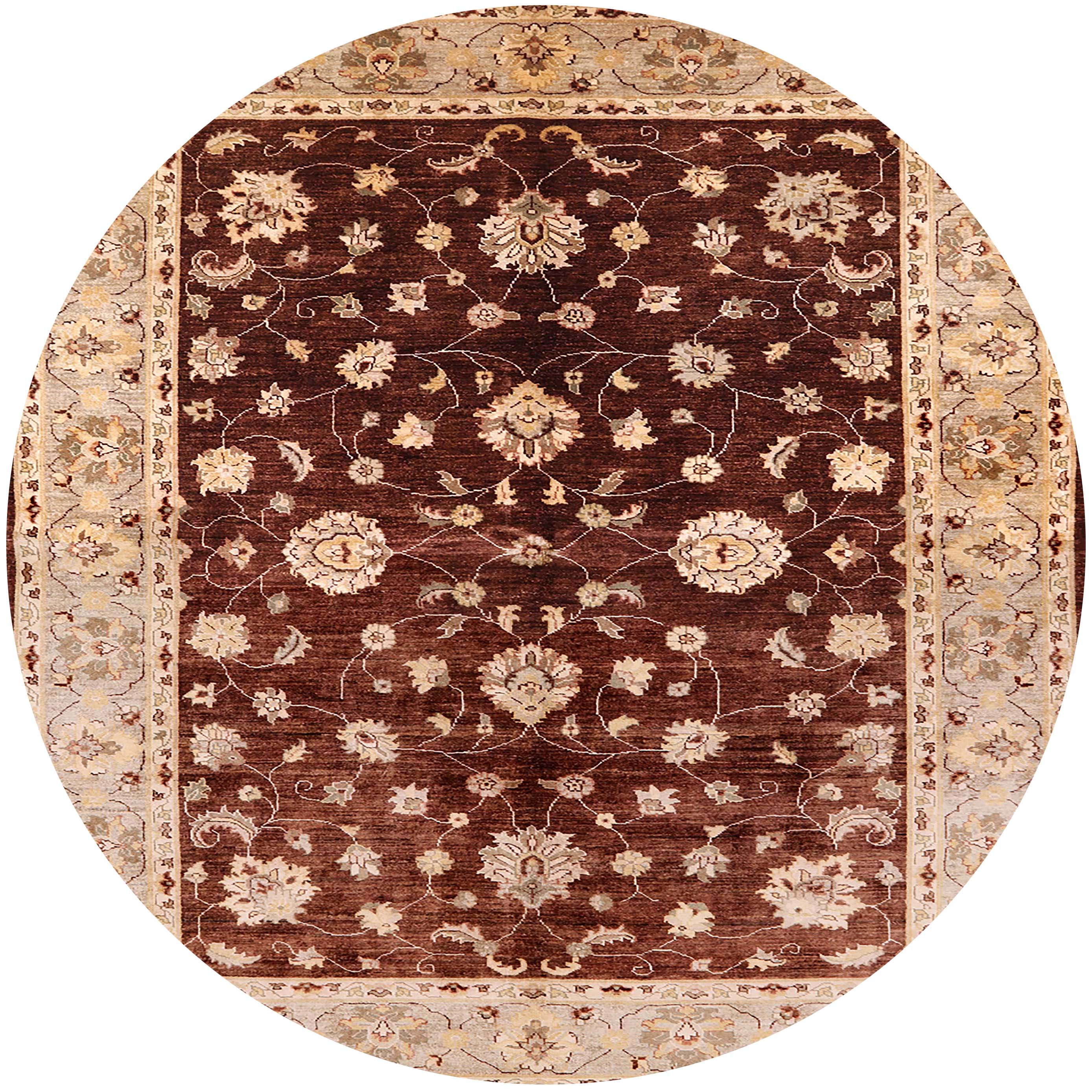Ahgly Company Indoor Round Mid-Century Modern Red Oriental Area Rugs, 5 ...