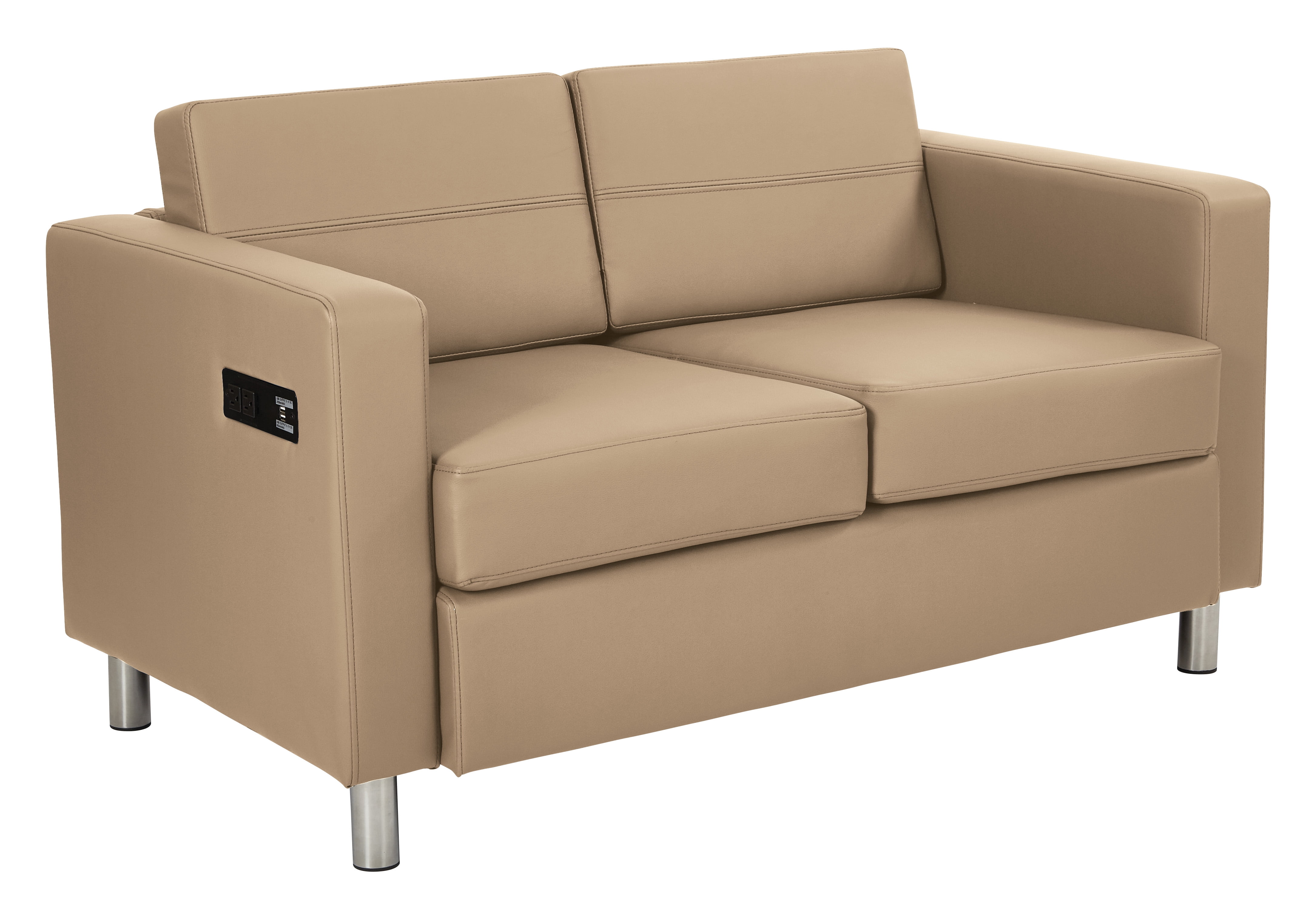 Office Star Products Atlantic Loveseat with Dual Charging Station in ...