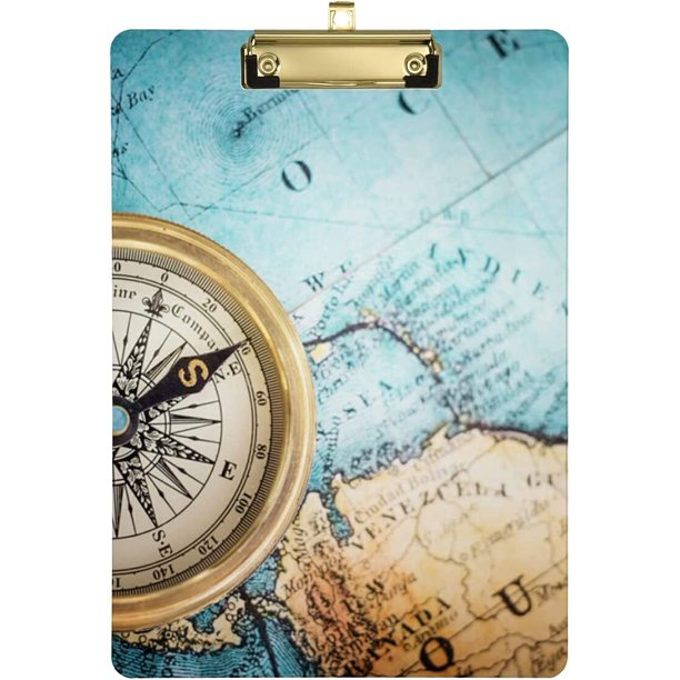 KXMDXA Retro Compass Map Clipboard Hardboard Wood Nursing Clip Board ...
