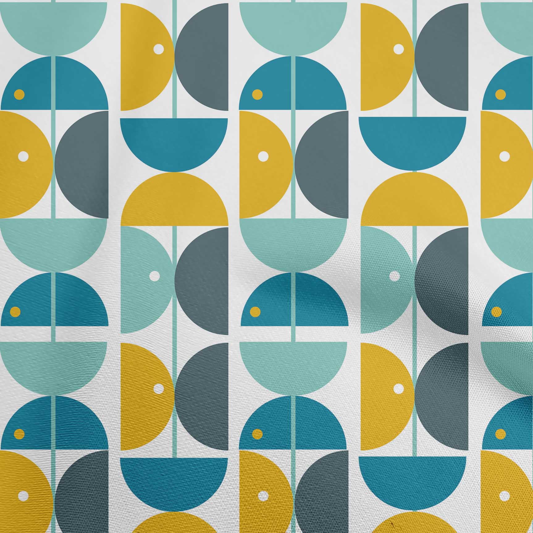 oneOone Cotton Poplin Yellow Fabric Geometric Circle Fabric For Sewing ...