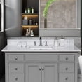 "Montary 49""x 22"" White Engineered Marble Stone Vanity Top, 3 Faucet ...