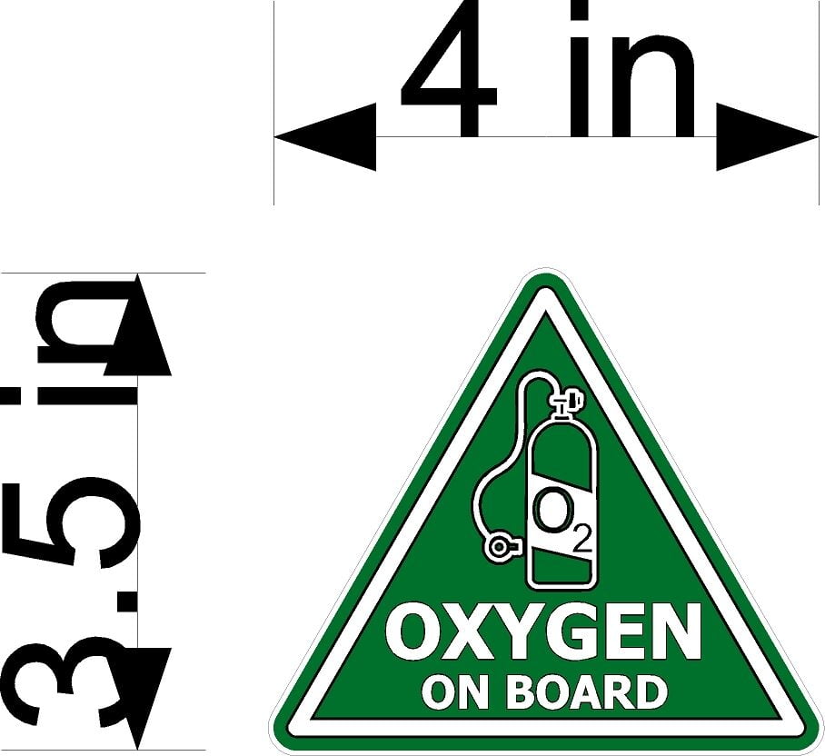 4 OXYGEN ON BOARD VINYL DECALS GREEN TRIANGLES FOR CAR WINDOWS OR DOOR ...