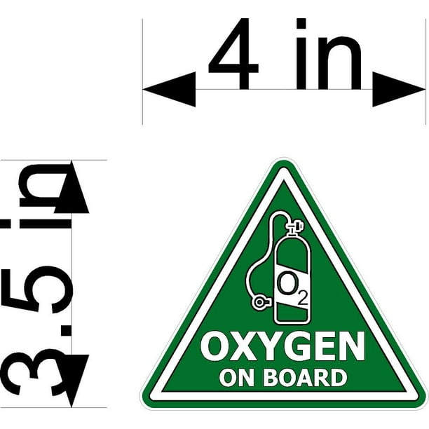 4 OXYGEN ON BOARD VINYL DECALS GREEN TRIANGLES FOR CAR WINDOWS OR DOOR ...