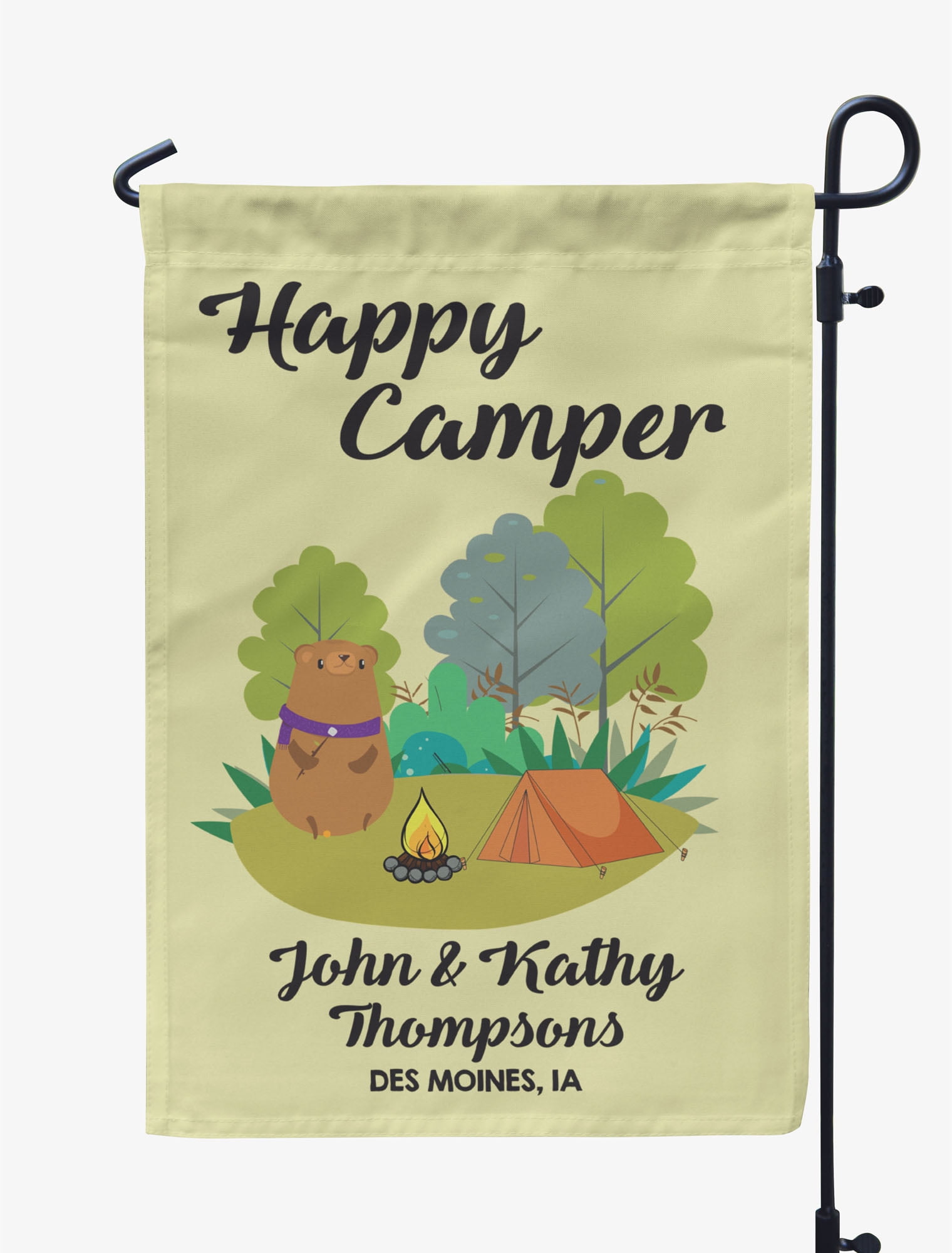 Printtoo Tan Happy Camper Garden Summer Camping Flags Personalized ...