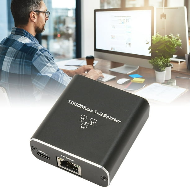 Splitter, Gigabit Splitter 1 In 2 Out 1000Mbps For Router For PC ...