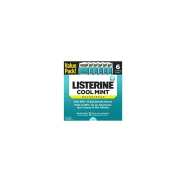 Listerine Cool Mint PocketPaks Fresh Breath Strips, 12 x 24-Strip Pack ...