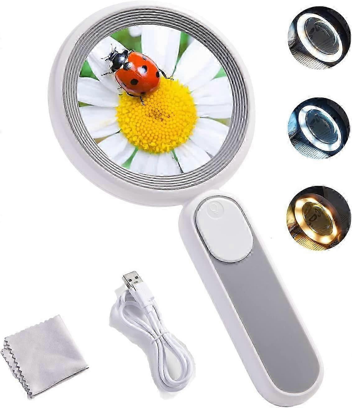 Lupa con luz LED de 30x y 21 aumentos para niños mayores, lupa de mano ...