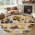 Construction Truck Round Area Rugs Collection 5', Cartoon Grips and ...