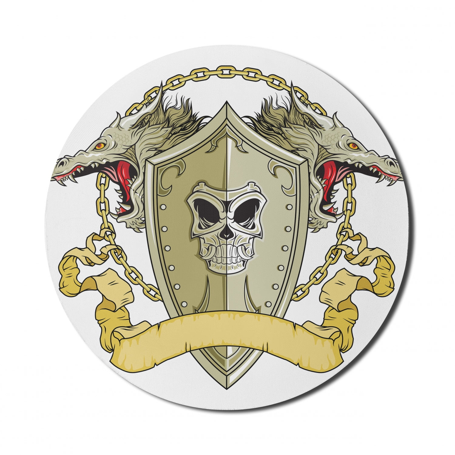 Dragon Mouse Pad for Computers, Skull on Knights Shield with Dragon ...