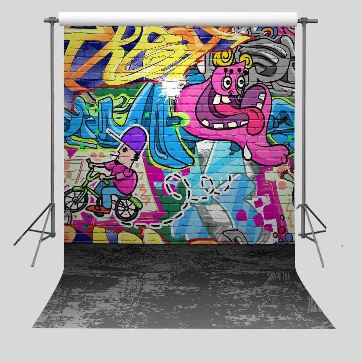 MOHome Polyster Graffiti Wall Background 5x7ft Photography Backdrop ...