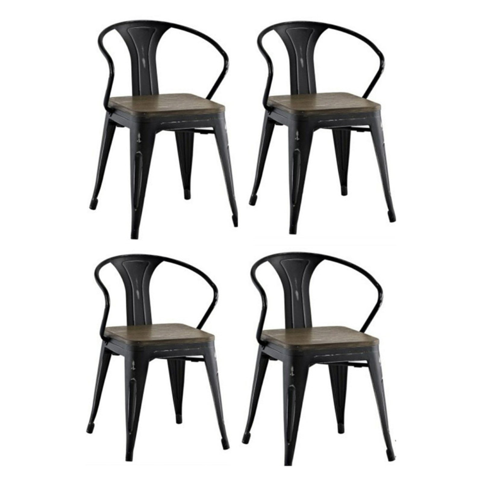 Aron Living Tolix Wood Seat Arm Chair - Walmart.com
