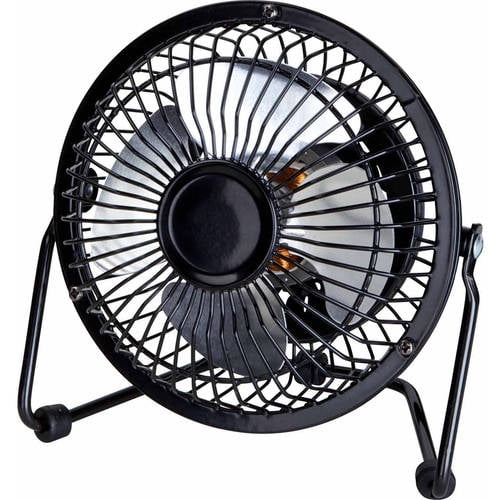 Mainstays 4 inch Mini Desk Fan, Metal, 360-Degree Pivot Personal ...