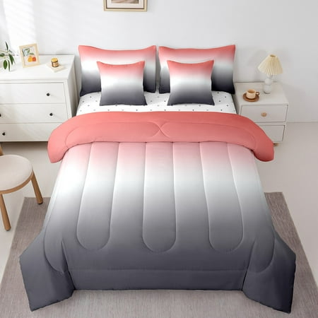 YST Colorful Ombre Comforter Set Full Size,Grey White Pink Gradient 7 ...