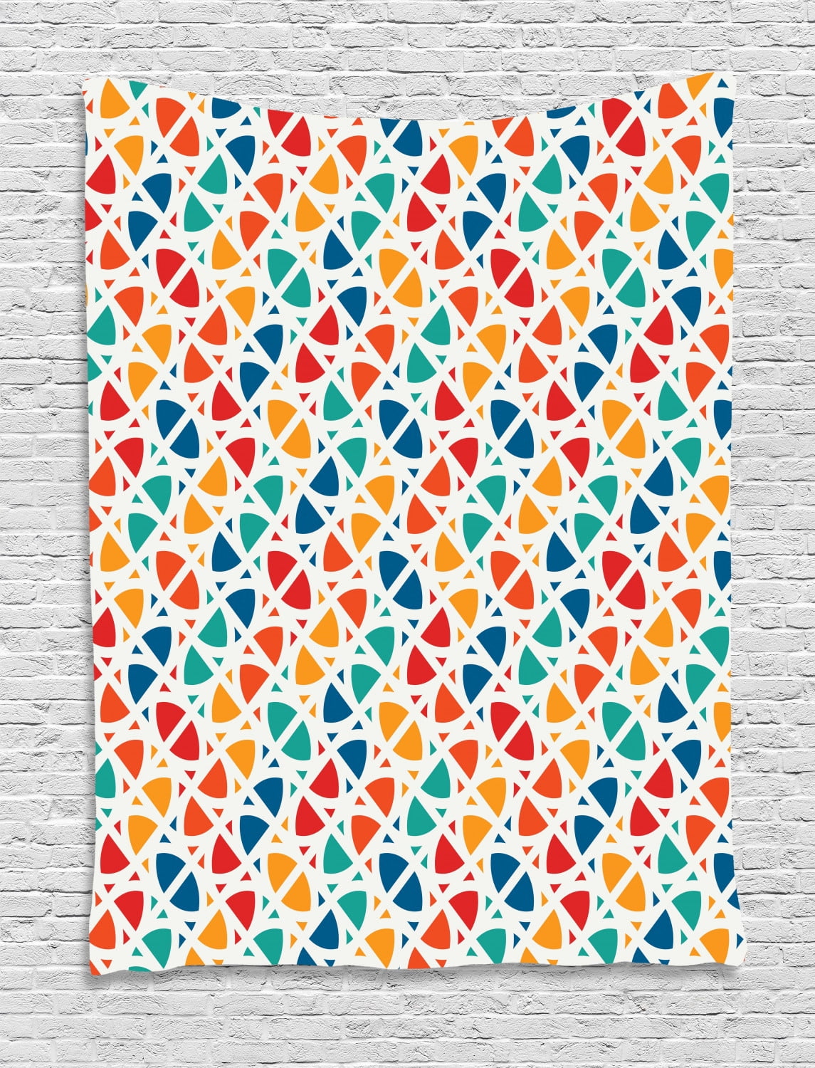 Abstract Tapestry, Trippy Geometric Fractal Kitsch Shapes with Oval ...