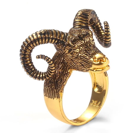 Personality Sheep Head Ring Female Retro Animal Shape Exaggerated Ring ...
