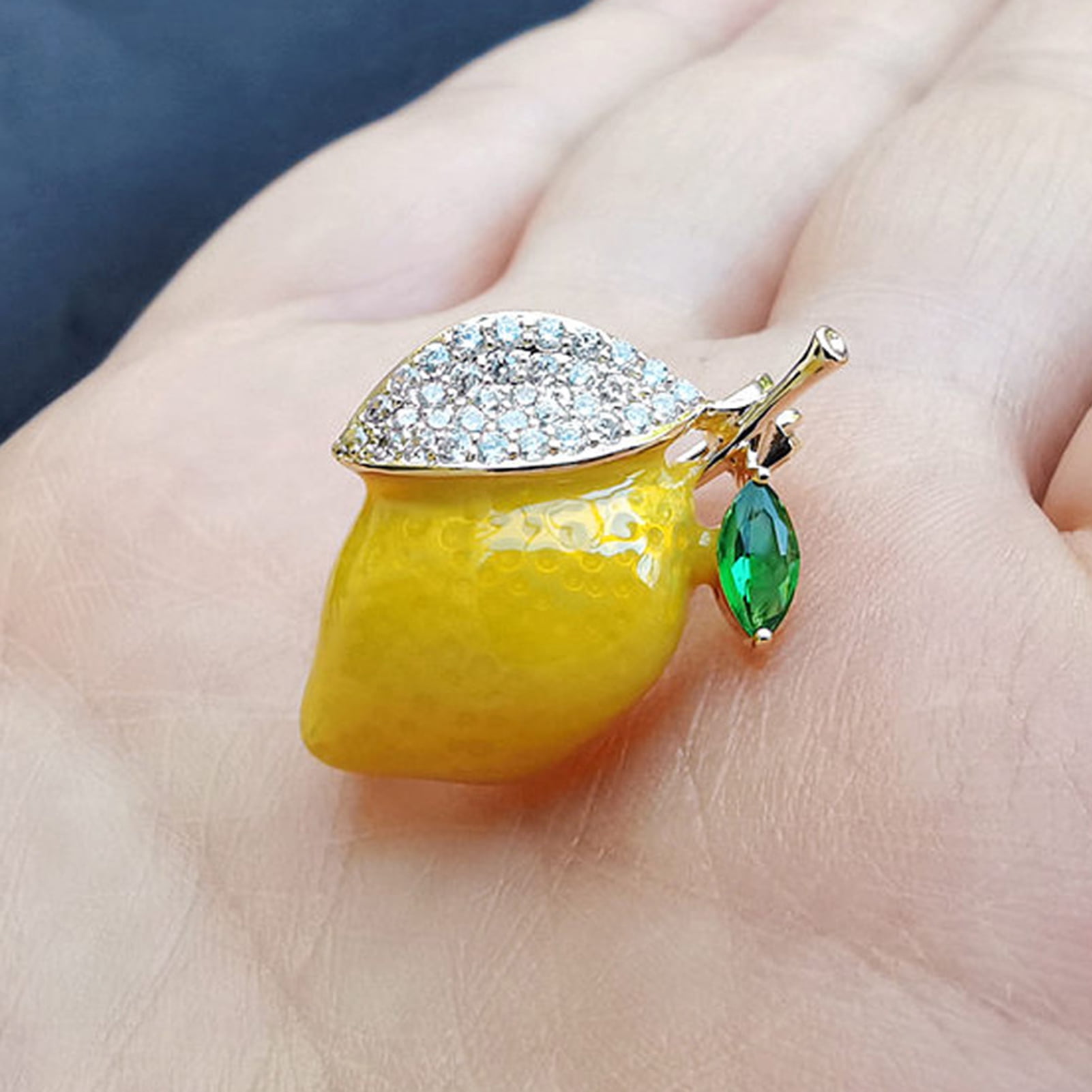 Click here for Unbranded Brooch Pin Lemon Rhinestones Yellow Brig... prices