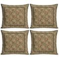 Bohemian Pillow Covers Set of 4, Vintage Red Flowers Texture ...