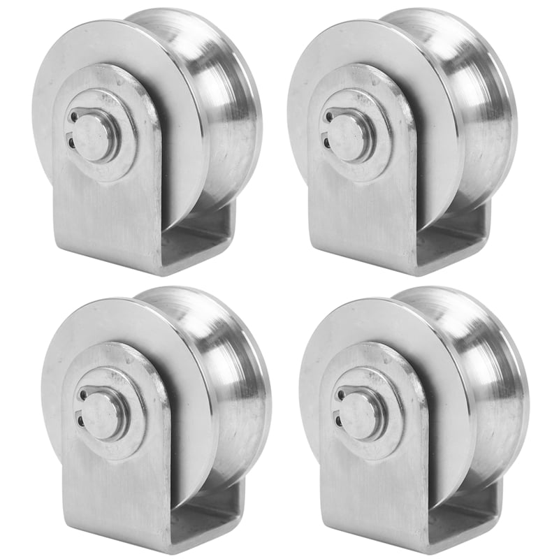 4X 2 Inch Roller Wheel Bearings U Groove Pulley Wheels Detachable Heavy ...