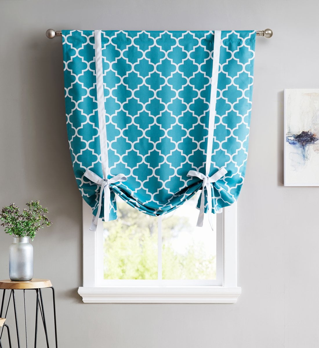 Thd Lattice Print Thermal Room Darkening Blackout Tie Up Shade Valance