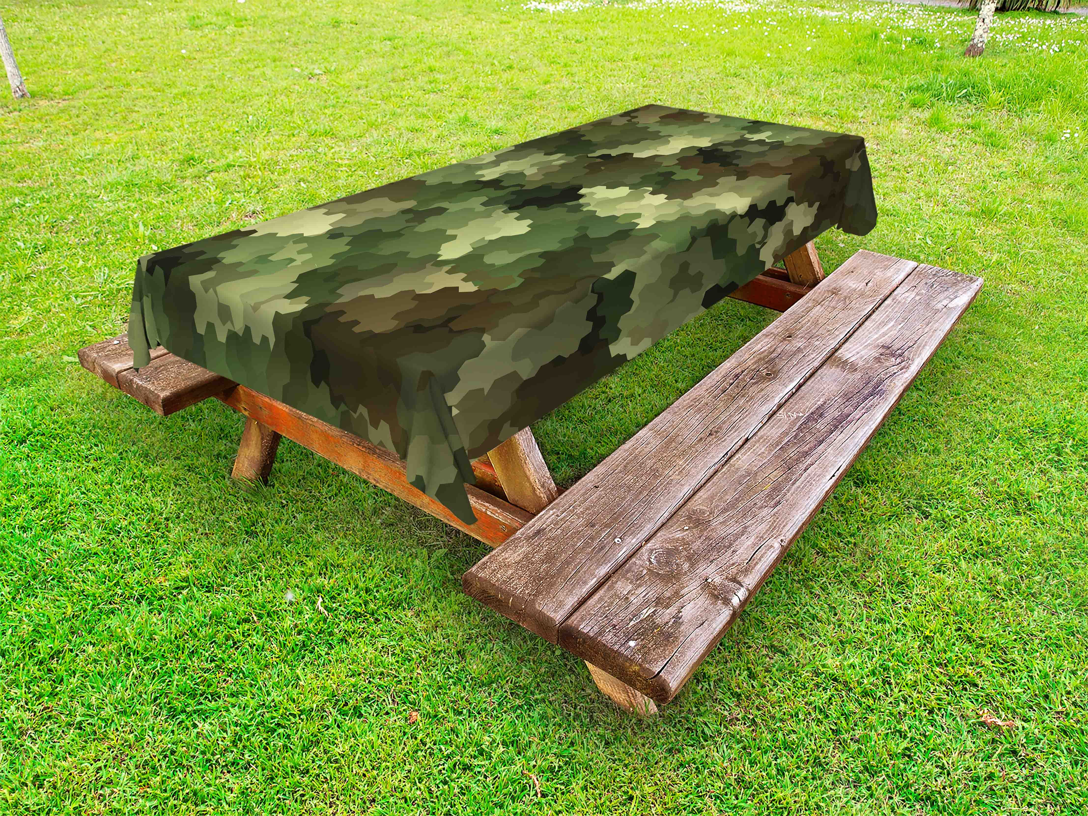 Camo Outdoor Tablecloth, Frosted Glass Effect Hexagonal Abstract Being ...
