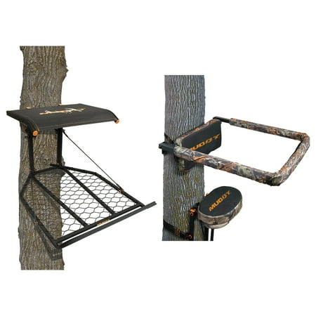 Muddy The Boss XL Hang On Hunting Tree Stand and Flip Up Shooting Rail ...