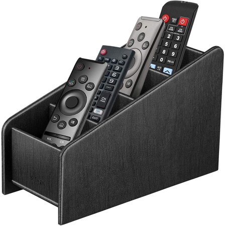 SITHON Remote Control Holder with 4 Compartments - Premium PU Leather ...
