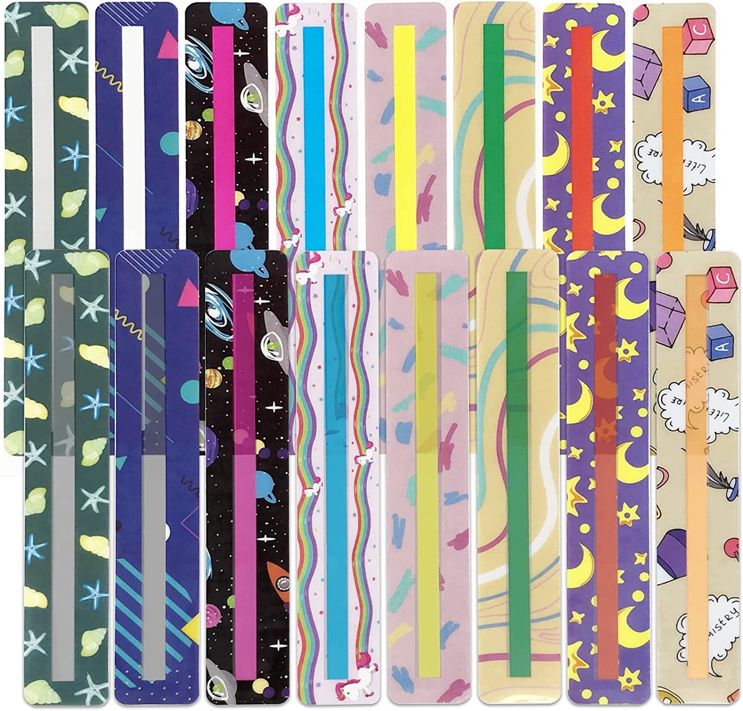 16 Pieces Colored Reading Strips for Dyslexia, Cute Reading Overlays ...