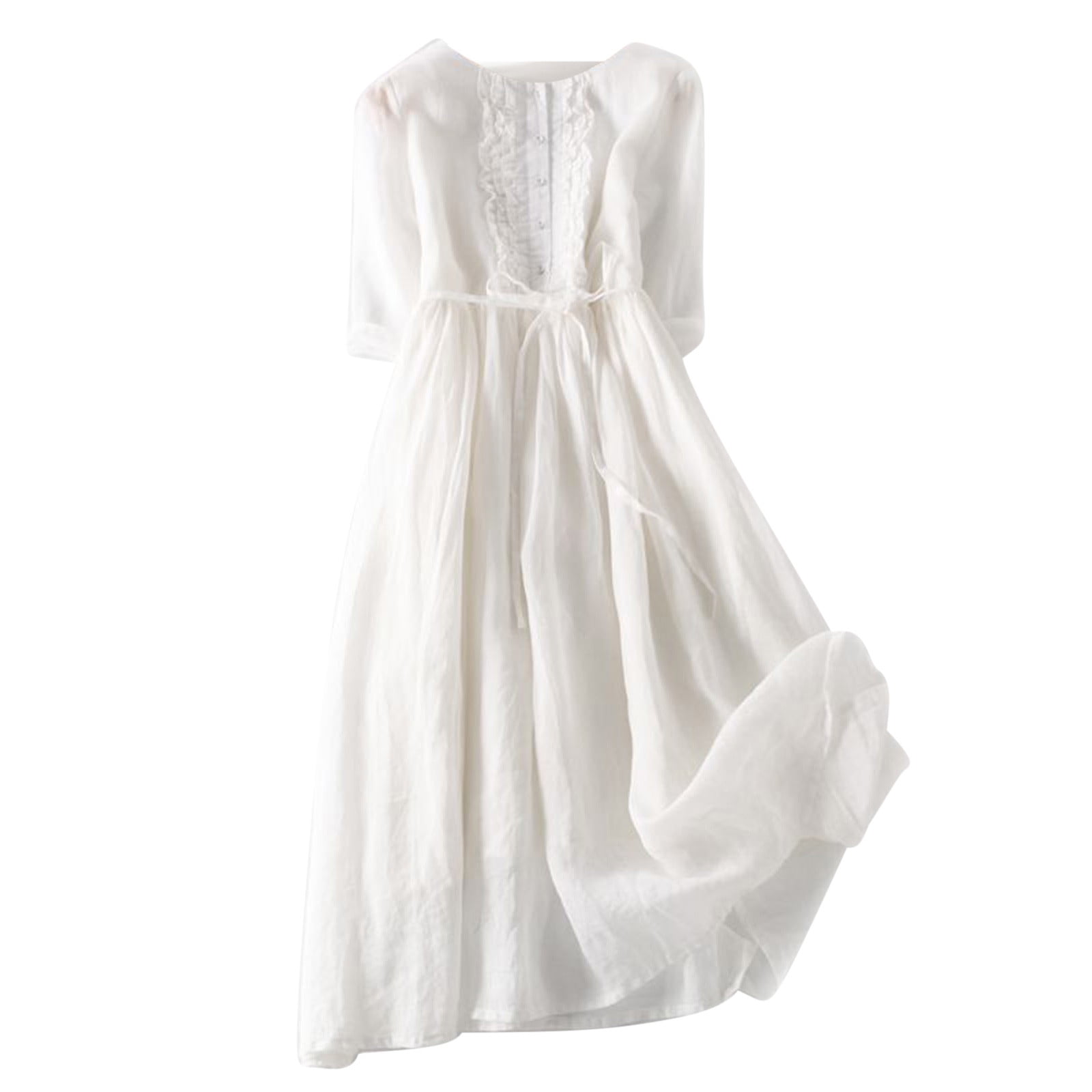 Click here for Fartey Cotton Linen Sundress For Women Solid Color... prices