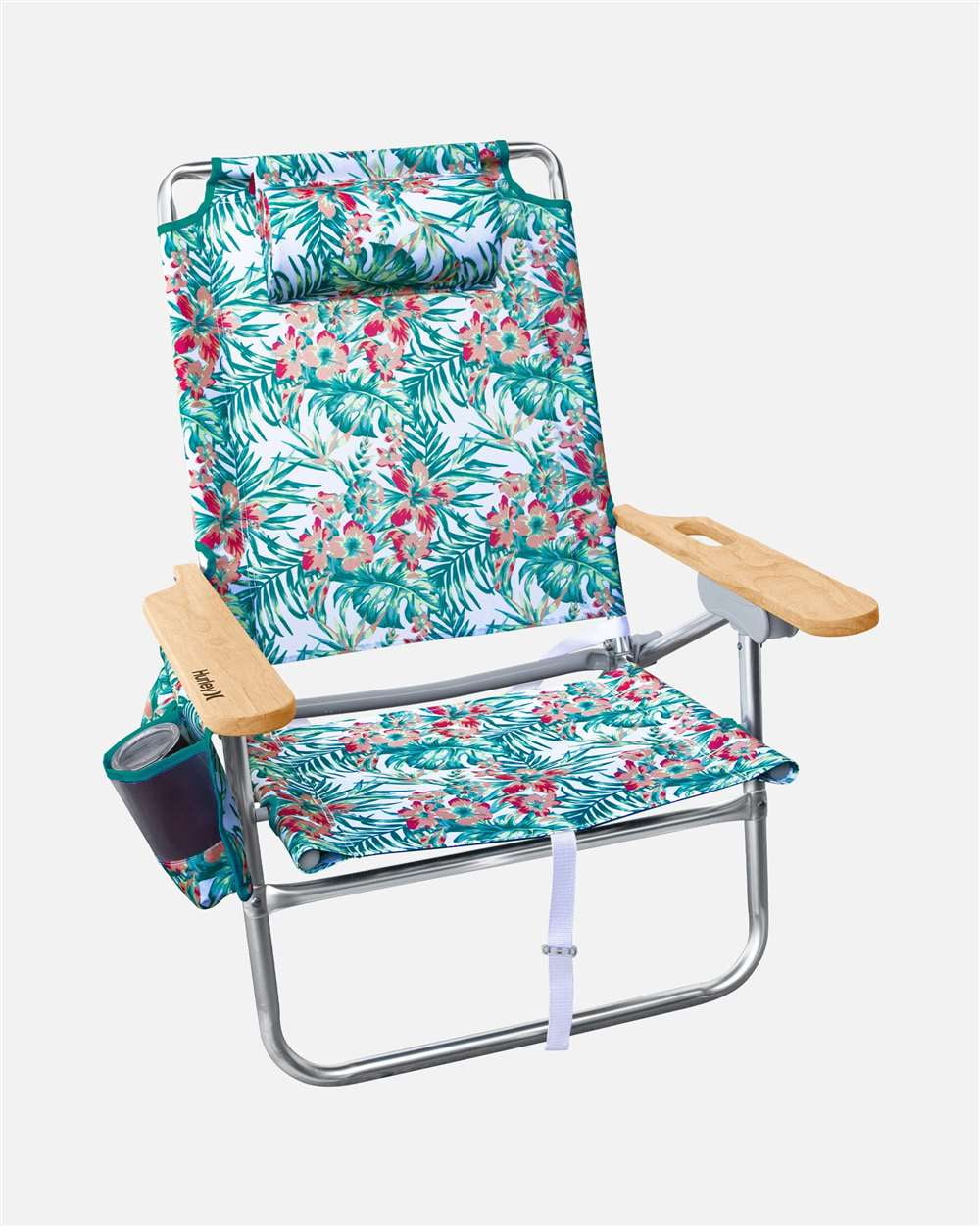 Hurley Mid-Height Wood Arm Beach Chair, Hawaiian Gardens, White ...
