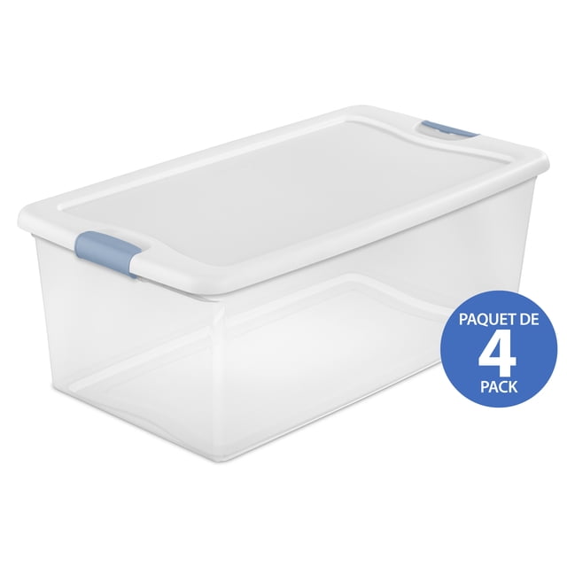 Sterilite 100 L Latching Box, Large Clear Plastic Storage Bin with Lid ...