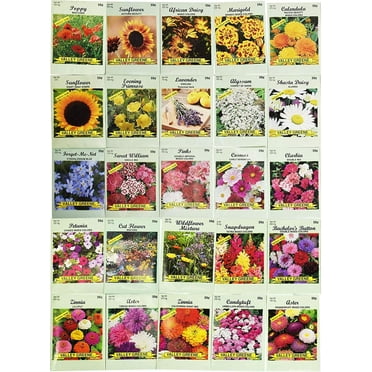 Deluxe Set of 25 Flower Seed Packets - 10 High Germination, Non-GMO ...