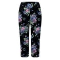COMVALUE High Waisted Floral & Space Print Leggings Women (Light Purple ...