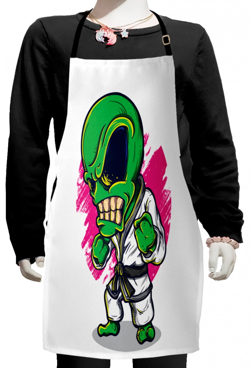 Outer Space Kids Apron, Alien Warrior Practicing Chinese Martial Art ...