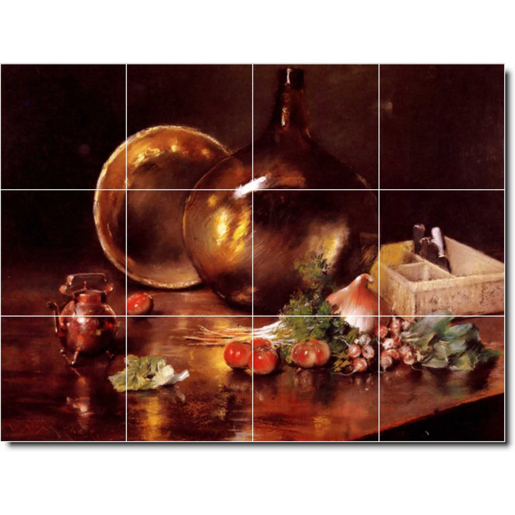 Ceramic Tile Mural-William Chase Still Life Wall Tile Mural 27. 24" w x ...